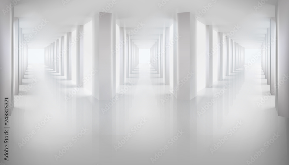 Long hallways. Empty hall. Vector illustration. Stock Vector | Adobe Stock