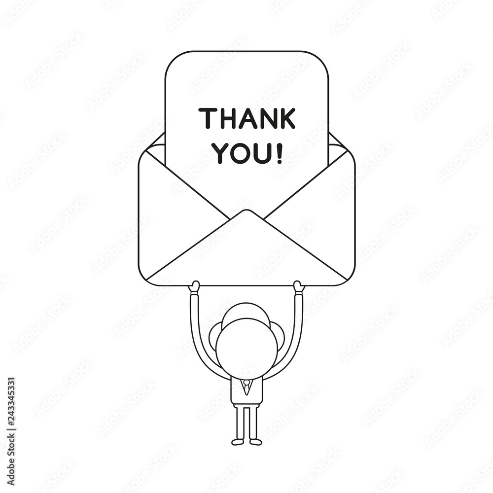Vector illustration of businessman character holding up mail envelope ...