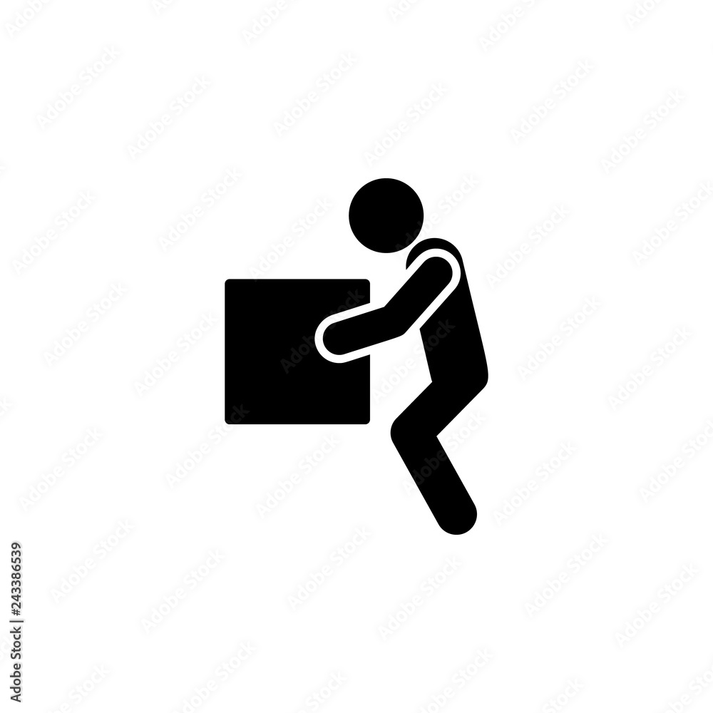 Lifting weights, box, man icon. Simple glyph vector of universal set ...