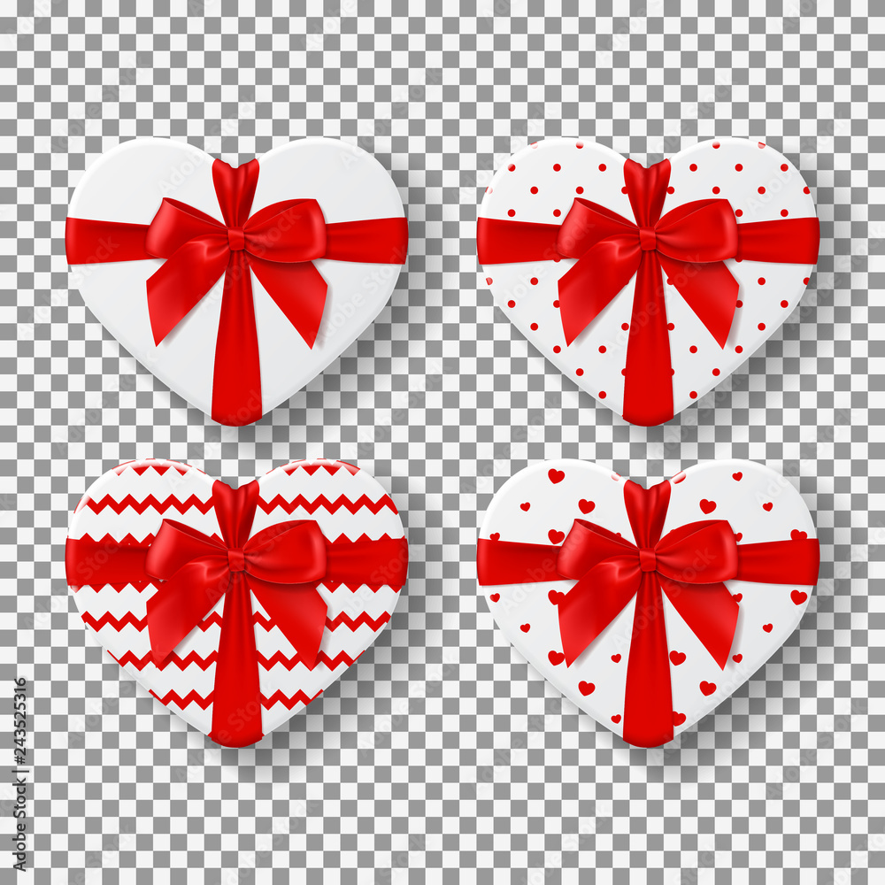 White gift boxes isolated on transparent background. Set of gifs with ...