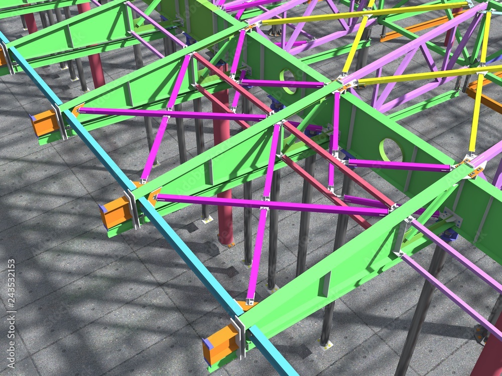 BIM model of metal structure. The building is made of metal structures ...