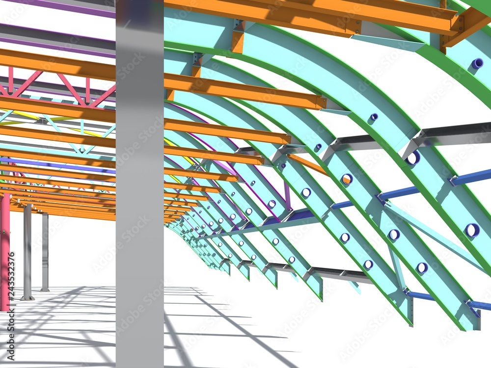 BIM model of metal structure. The building is made of metal structures ...