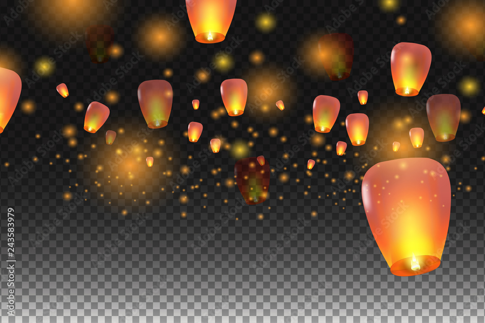 Lanterns isolated on transparent background. Stock Vector | Adobe Stock