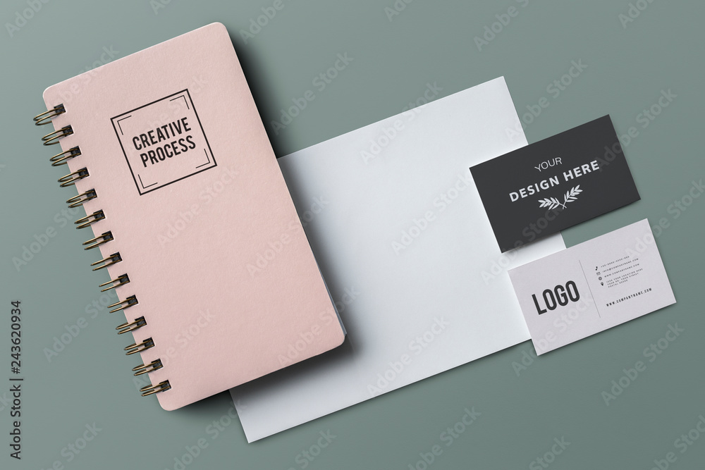 Documents, name cards and notebook mockups Stock Photo | Adobe Stock