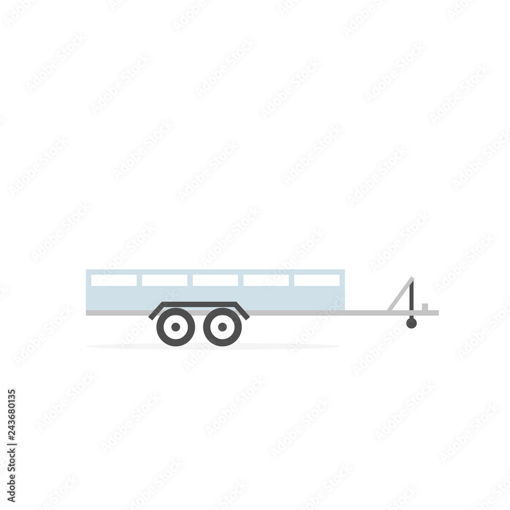 Large open car trailer icon. Clipart image isolated on white background ...