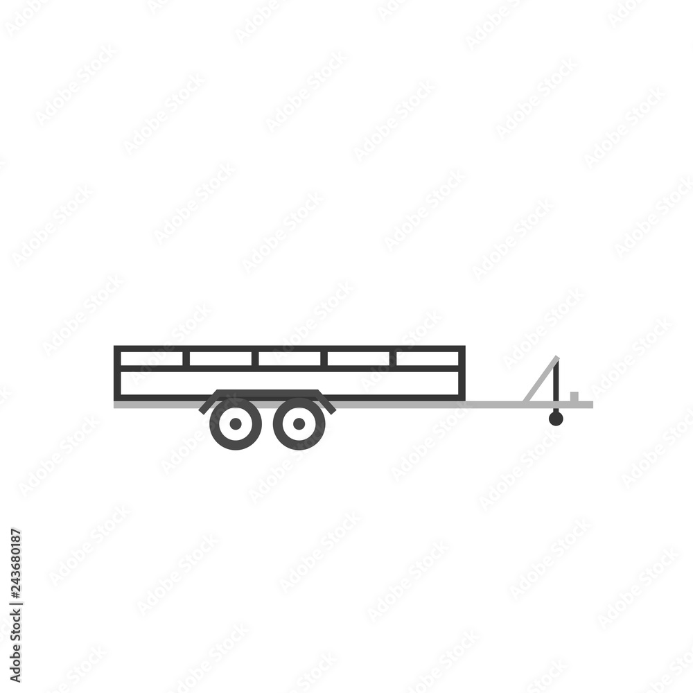 Large open car trailer outline icon. Clipart image isolated on white ...