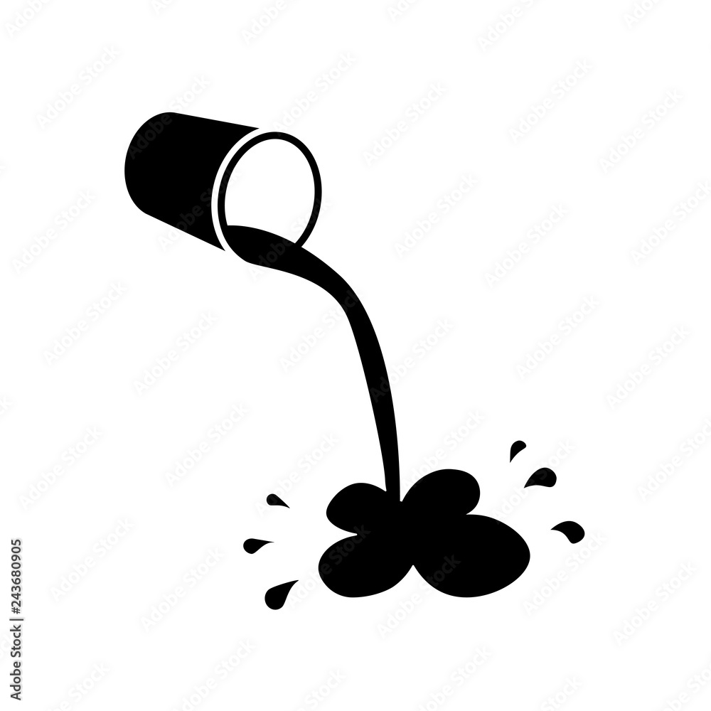 Paint bucket pouring silhouette icon. Clipart image isolated on white ...