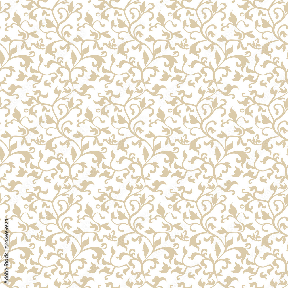 Gold Floral Pattern Wallpaper