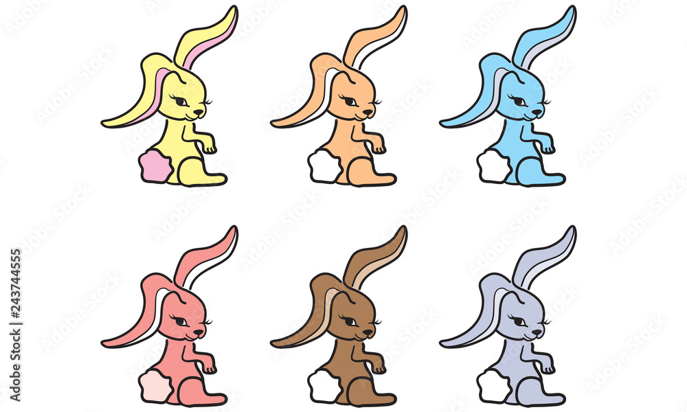 flirtatious bunny rabbit winking with cotton tail long ears sitting ...