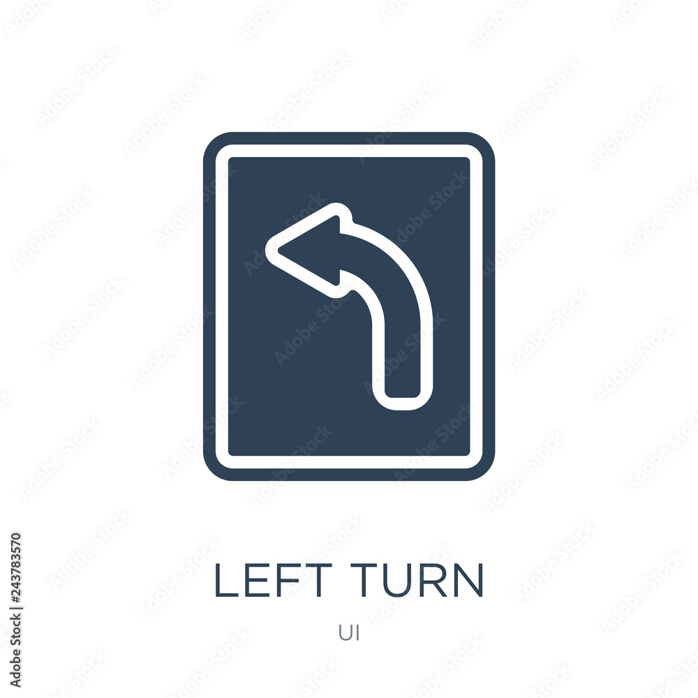 left turn icon vector on white background, left turn trendy filled icons from UI collection ...