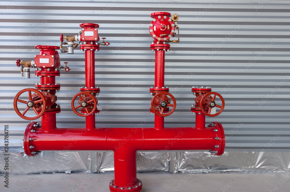 Alarm valve station during construction phase , with check valve ,gate ...