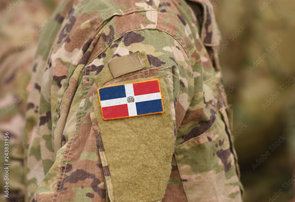 Foto de Stock Flag of Dominican Republic on soldier arm. Flag of ...