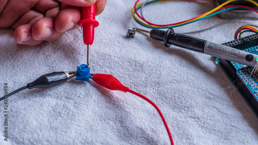 Potentiometer in use as part of a microcontroller build Stock Photo ... Potentiometer in use as part of a microcontroller build Stock Photo ...