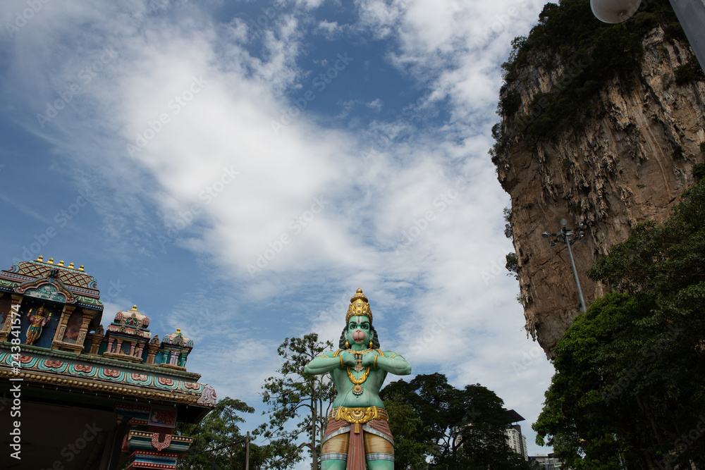 Hanuman statue in front of Ramayana Cave at Batu Caves complex. Batu ...