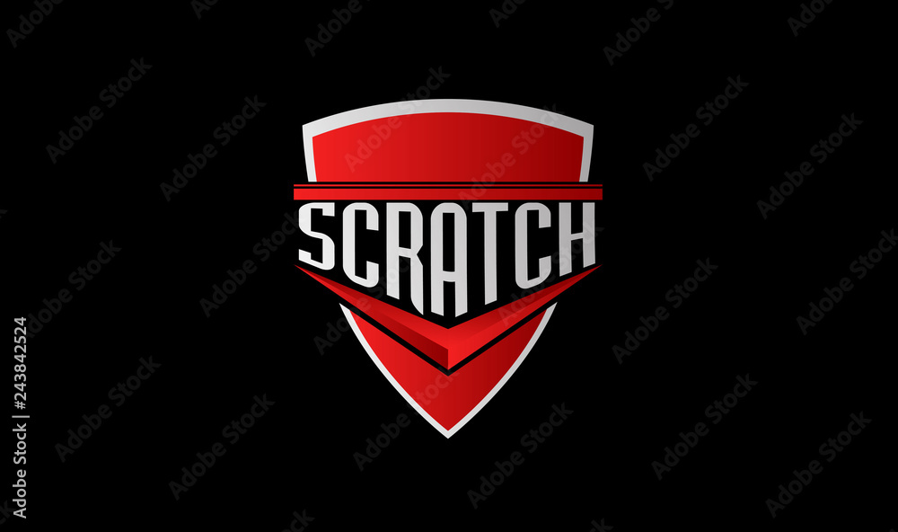 scratch logo with shield symbol Stock Illustration | Adobe Stock