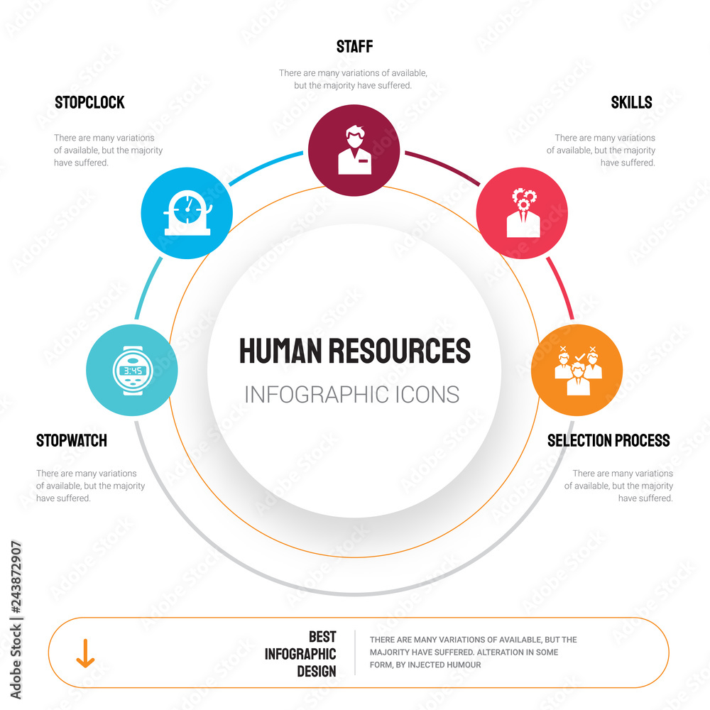 Abstract infographics of human resources template. Stopwatch, Stopclock ...