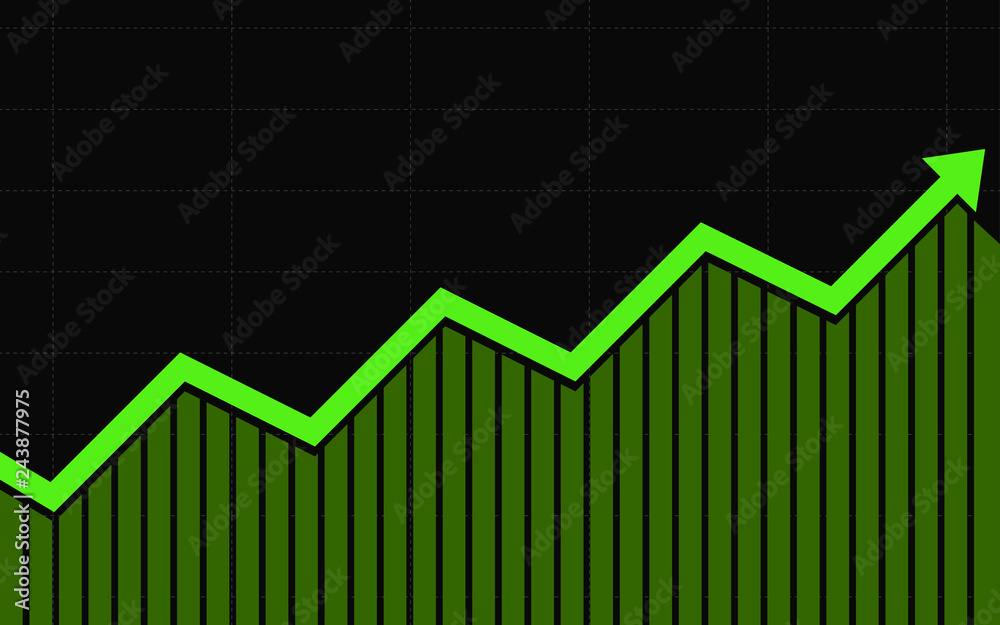 abstract financial chart with green color uptrend line arrow graph go ...