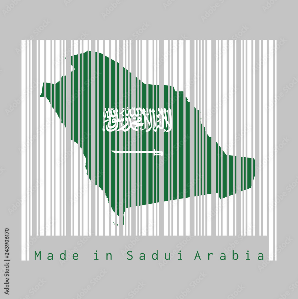 Barcode set the shape to Saudi Arabia map outline and the color of ...