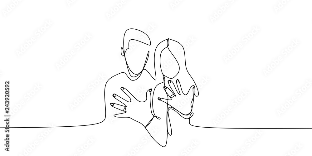 Married couple showing his and her ring after wedding with continuous ...