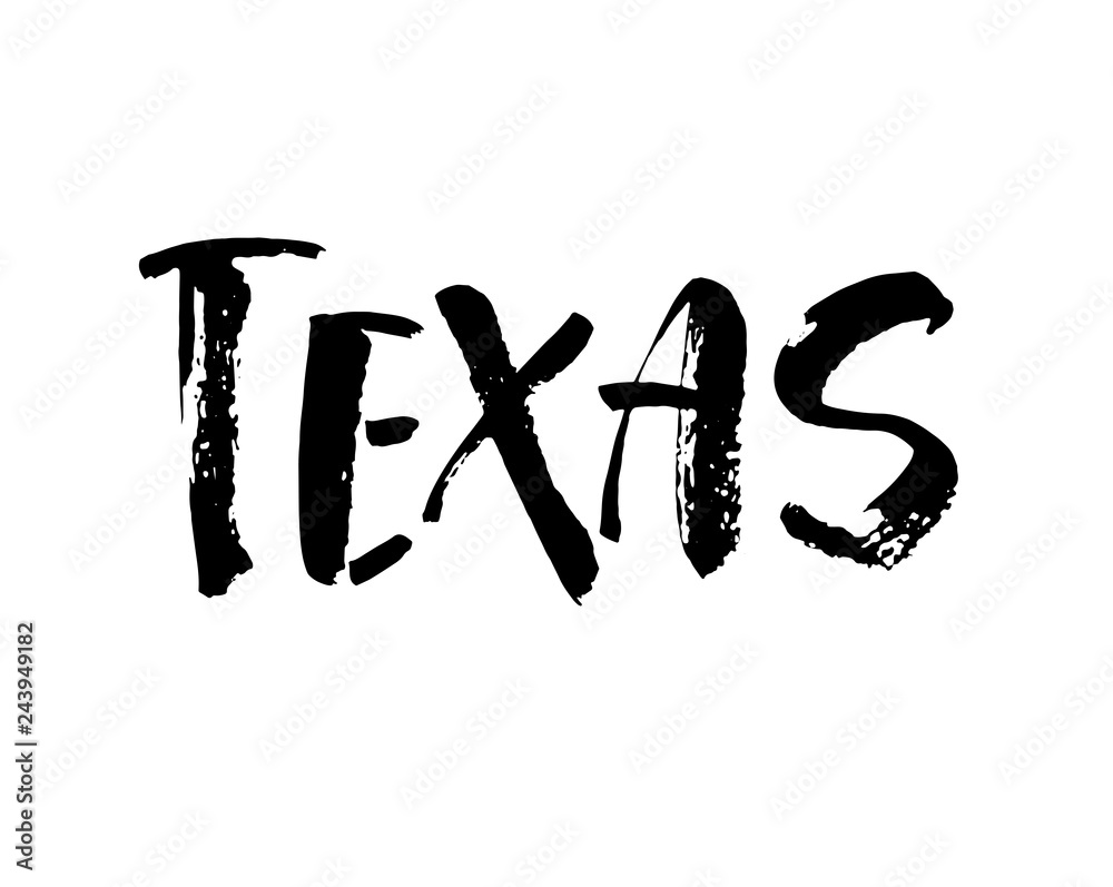 Handwritten american state name Texas. Calligraphic element for your ...
