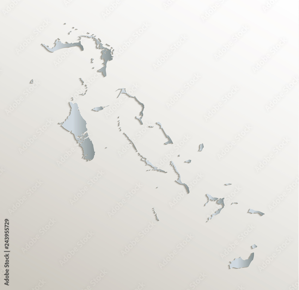 Bahamas map white blue card paper 3D vector Stock Vector | Adobe Stock
