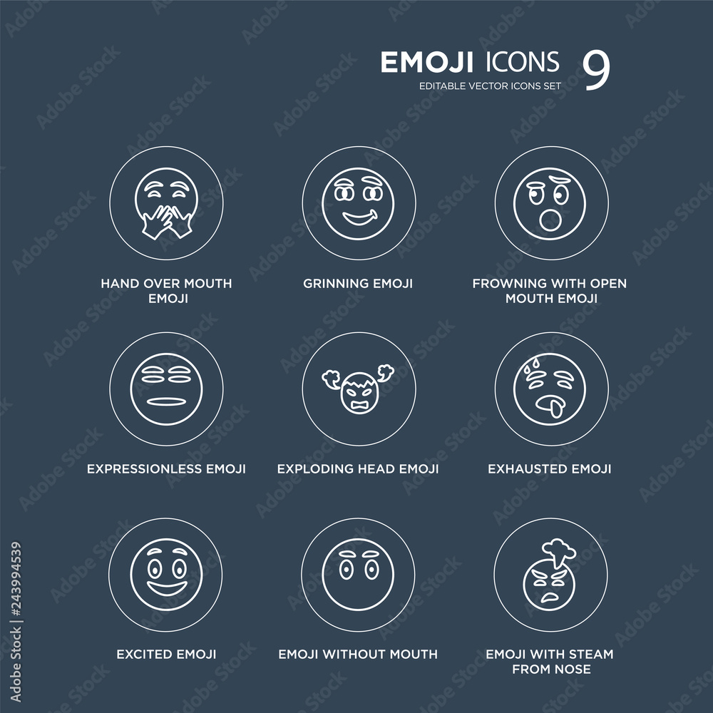 9 Hand Over Mouth emoji, Grinning Excited Exhausted Exploding Head ...
