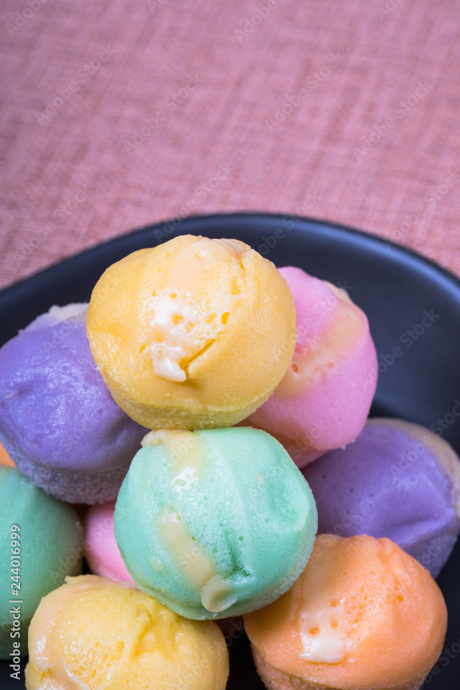 colorful rice cake or also called as puto in the Philippines Stock ...