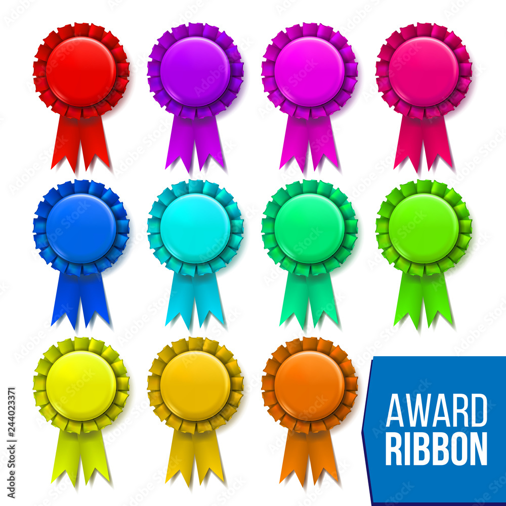 Award Ribbon Set Vector. Winner Badge. Ceremony Design. Poster, Card ...