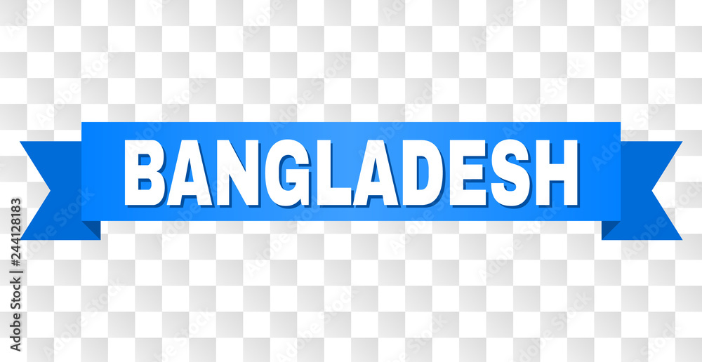 BANGLADESH text on a ribbon. Designed with white caption and blue ...