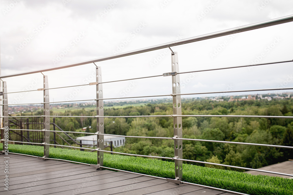 Frameless stainless steel stair balustrade terrace railing Stock Photo ...