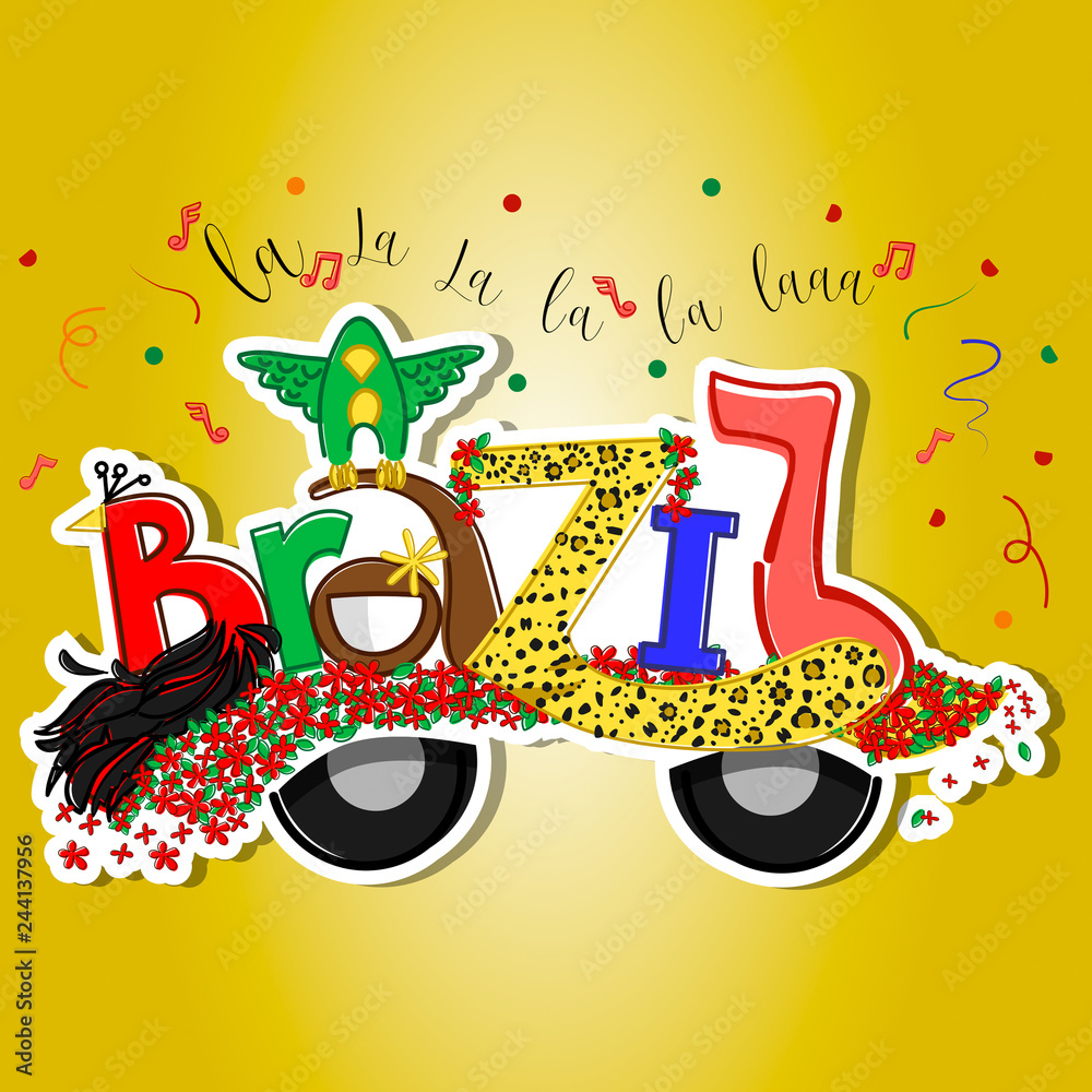 carro para carnaval sobre fondo amarillo Stock Vector | Adobe Stock