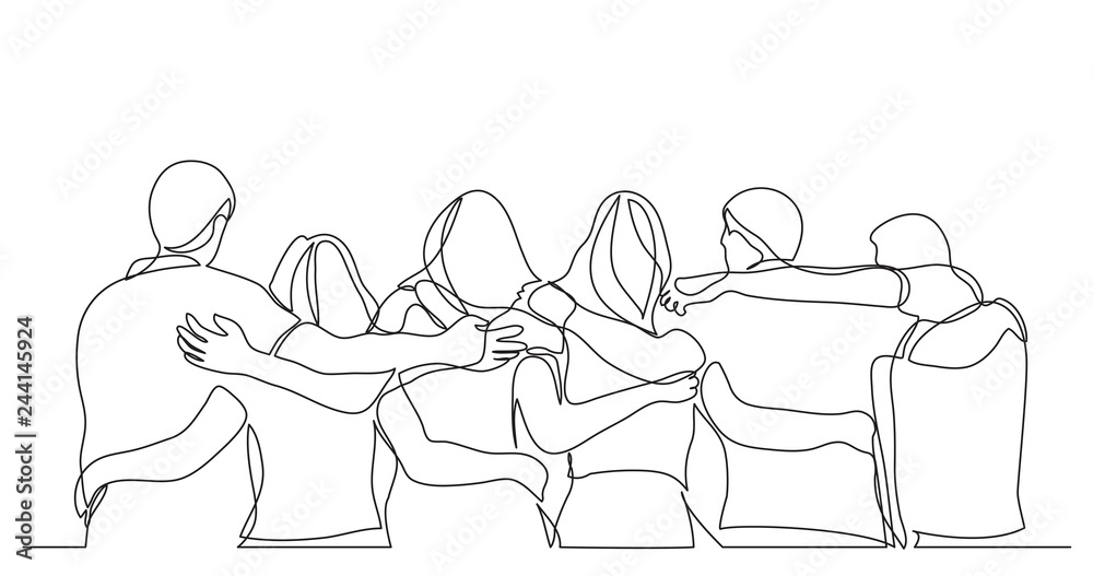 group of men and women standing together showing their friendship - one ...