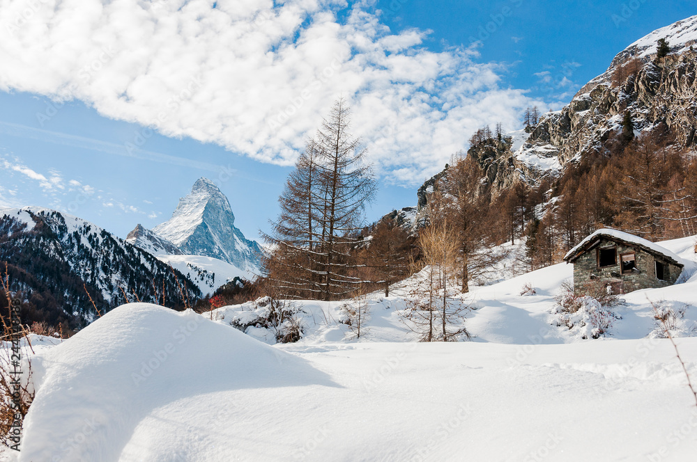 Zermatt, Furi, Zmutt, Matterhorn, Alpen, Walliser Berge, Wanderweg ...