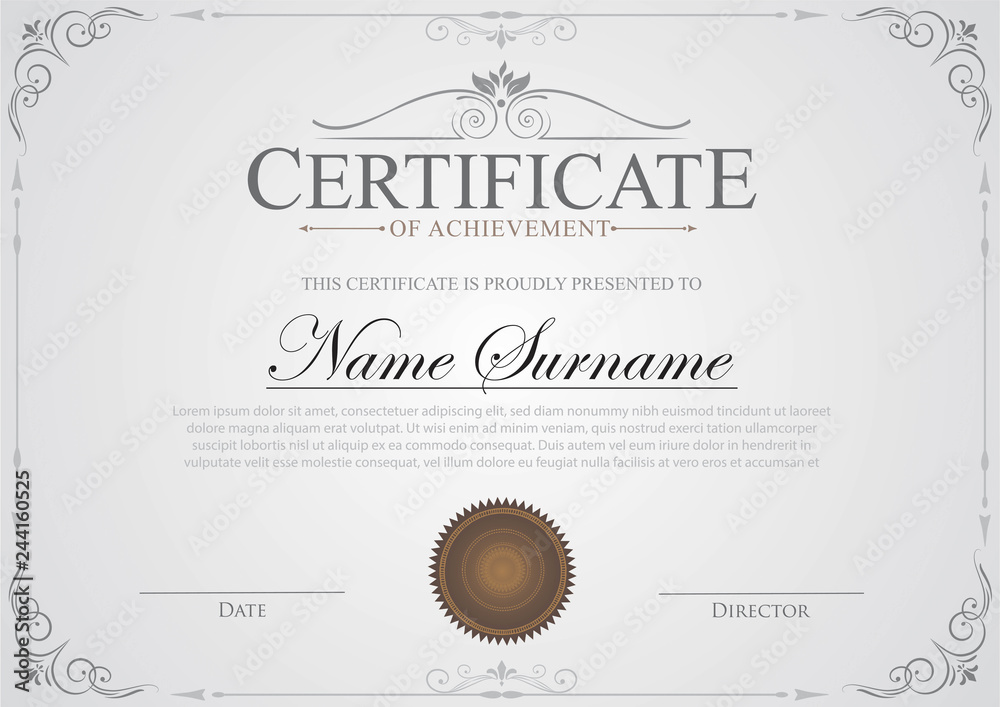 Certificate template gray color background Stock Vector | Adobe Stock