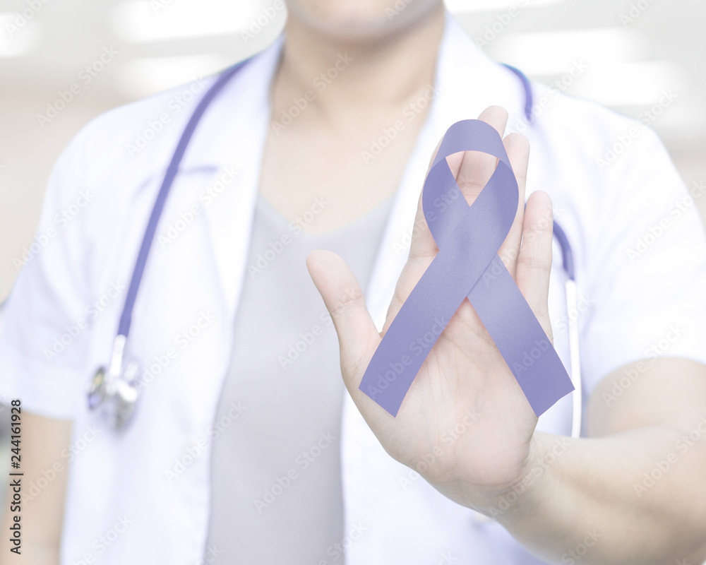 Periwinkle blue ribbon awareness in doctor hand for Acid Reflux (GERD ...