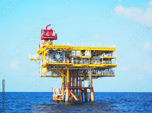 Oil and gas offshore wellhead platform. Stock Photo | Adobe Stock