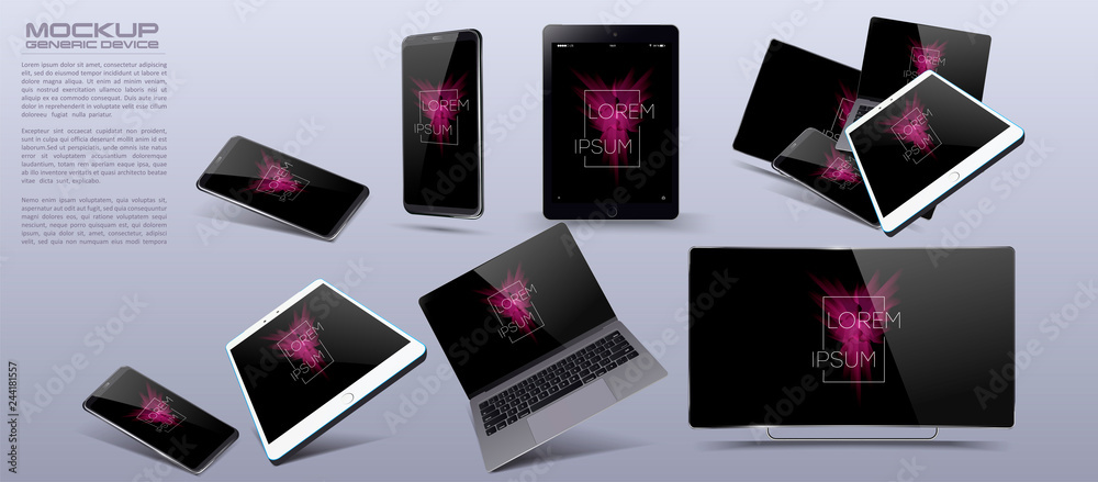 Vector minimalistic 3d isometric illustration set device. Smartphone ...