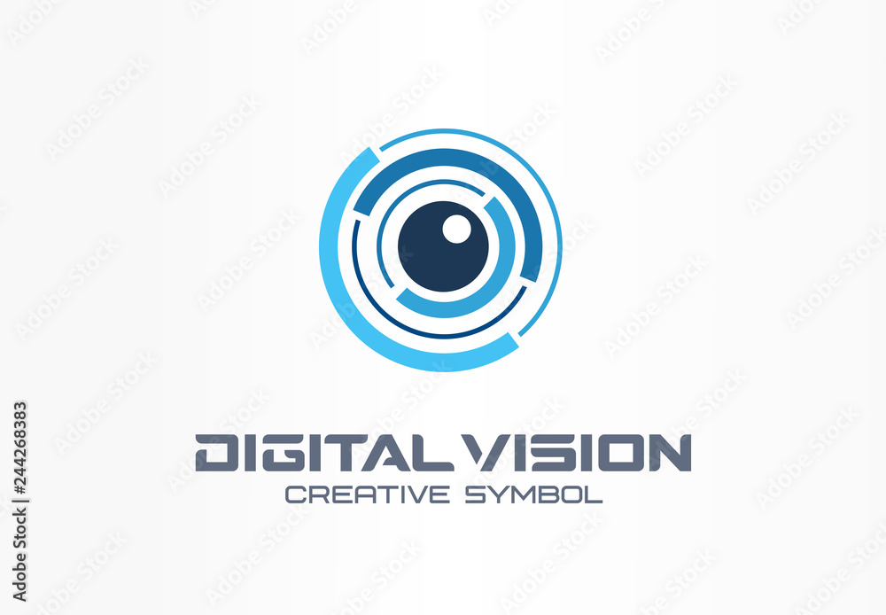 Digital vision creative symbol concept. Eye iris scan, vr system ...