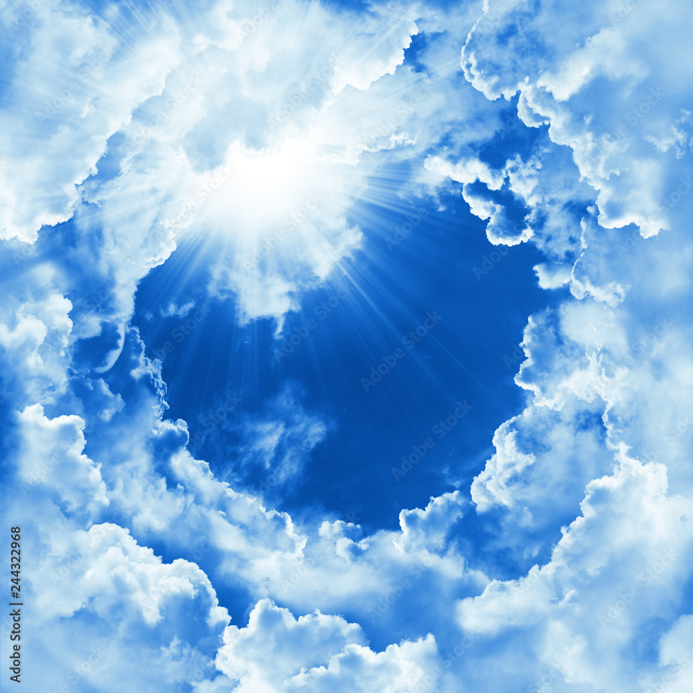 Sky with beautiful cloud and sunshine. Religion concept heavenly sky ...