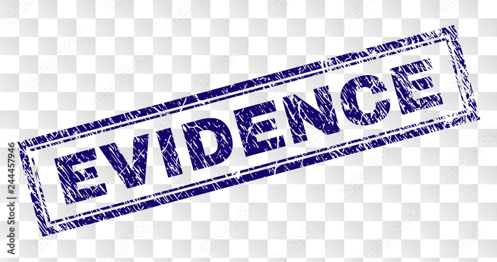 EVIDENCE stamp seal watermark with rubber print style and double framed ...