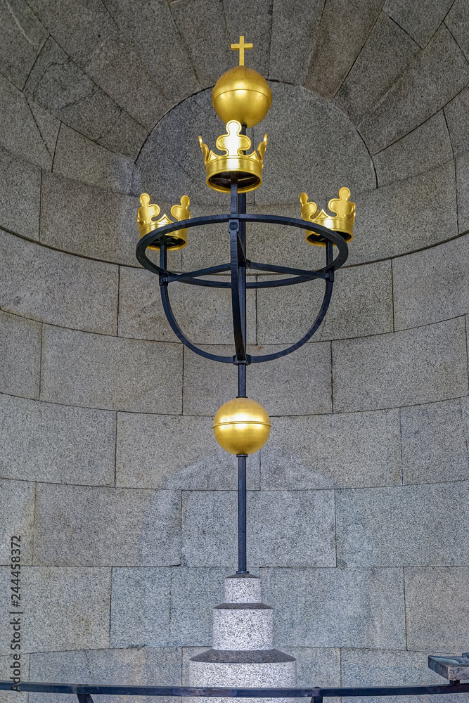 Swedish Tre Kronor (Three Crowns) by the outside wall of the Swedish ...