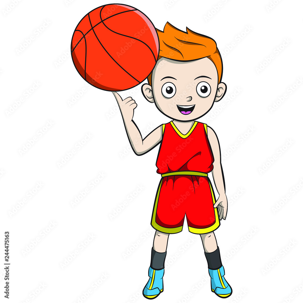 Cartoon boy playing basketball coloring by live paint bucket for easy ...