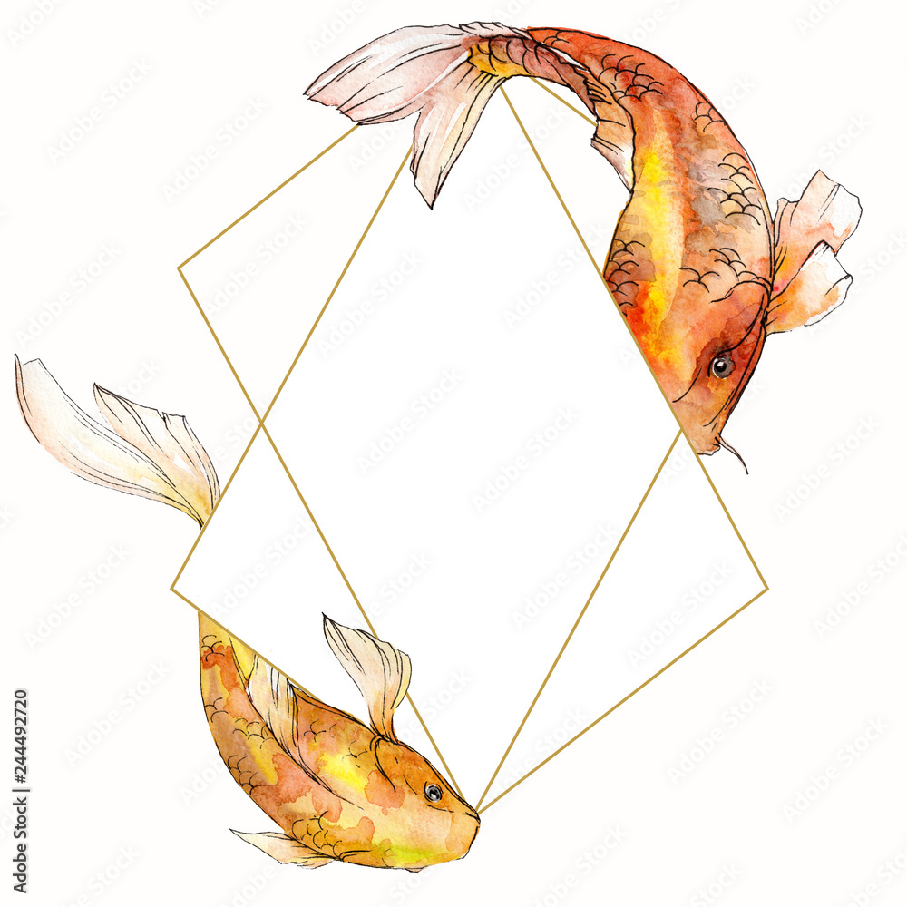 Watercolor aquatic underwater tropical fish set. Red sea and exotic ...