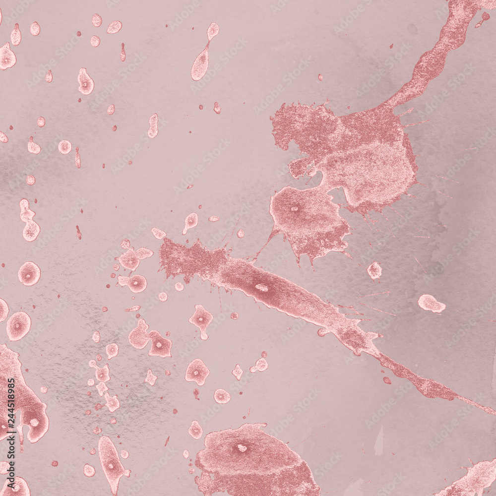 Luxury rose gold and white metal paint splatter effect on watercolor ...