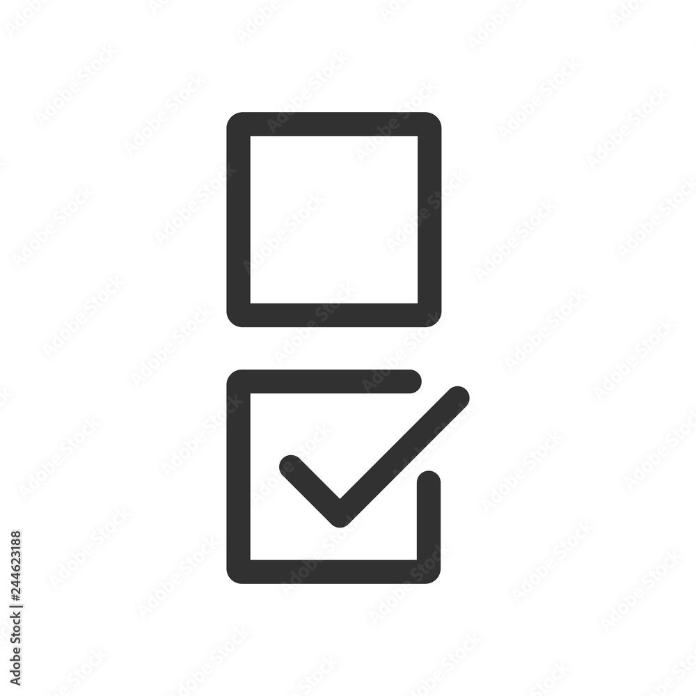 Checkbox set with blank and checked checkbox line art vector icon for ...