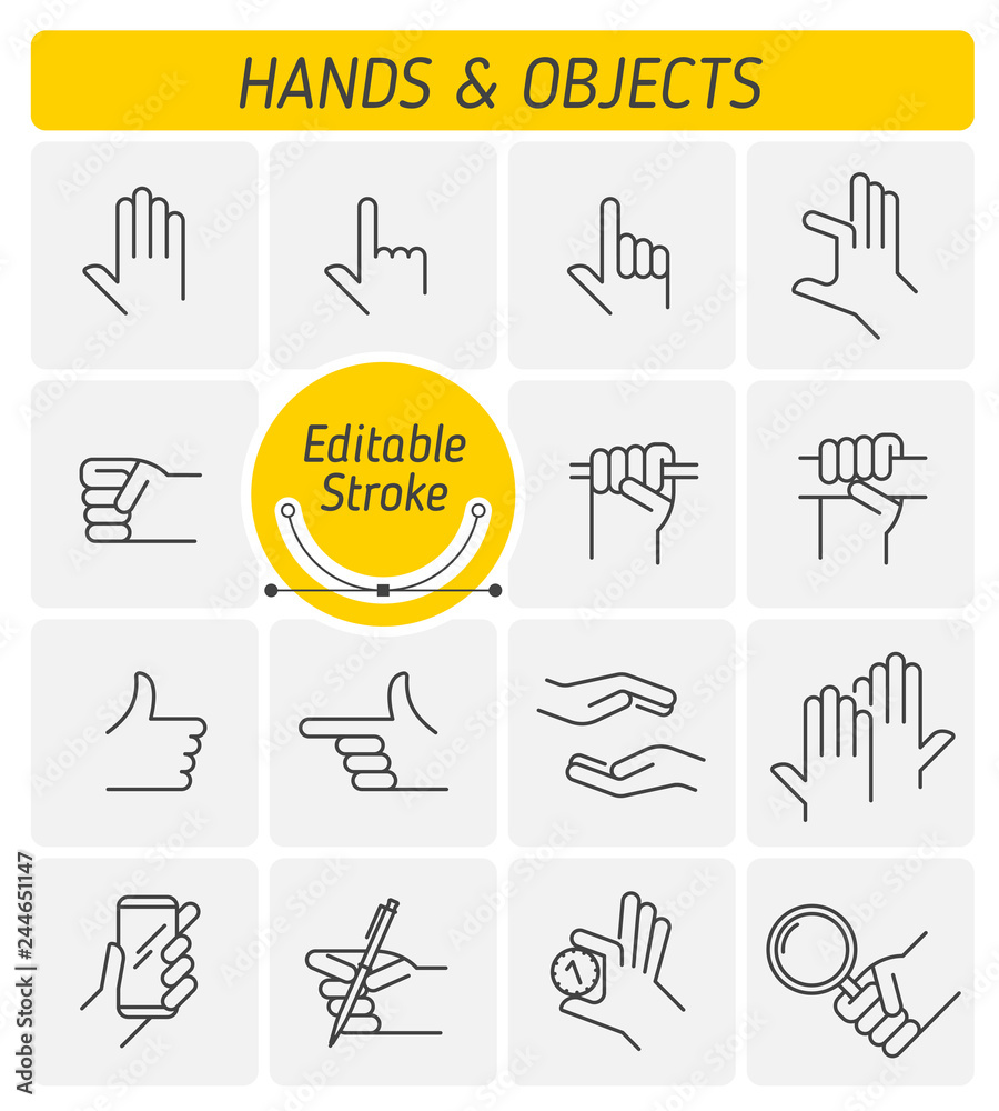 The various gestures of human hands outline icon set. The different ...