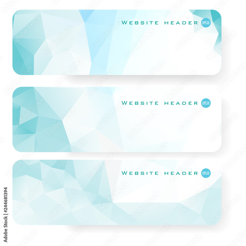 Vector blue ice design template set of banner, header for website with ...