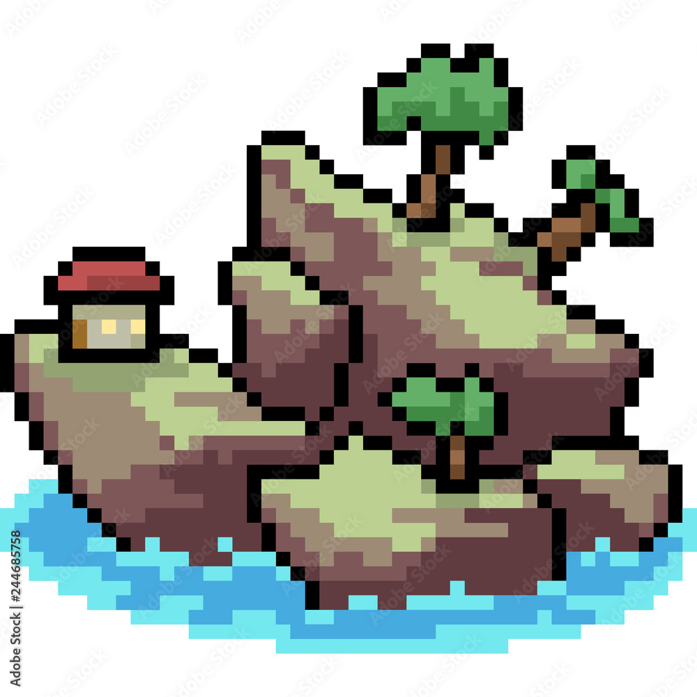 vector pixel art private island Stock Vector | Adobe Stock