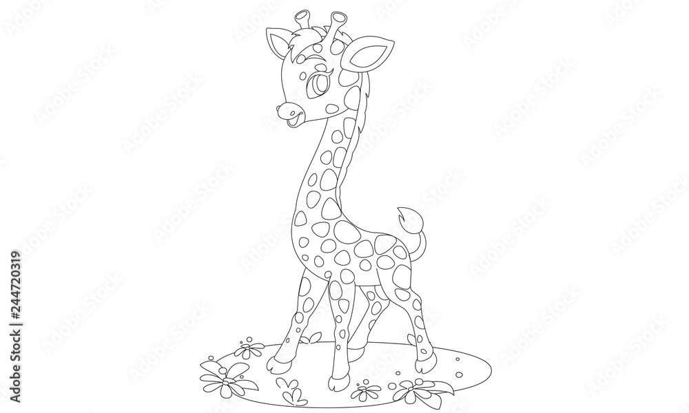 Cute giraffe cartoon drawing to color Stock Vector | Adobe Stock