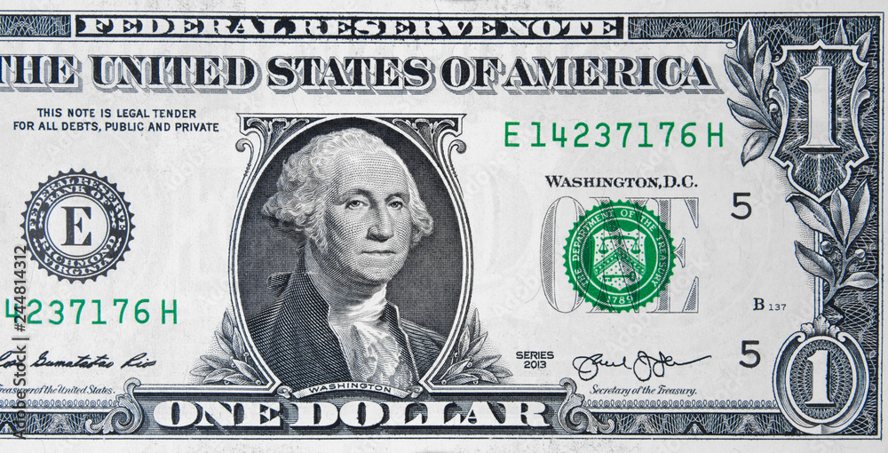 ภาพถ่าย Stock President George Washington on US 1 dollar bill close up ...